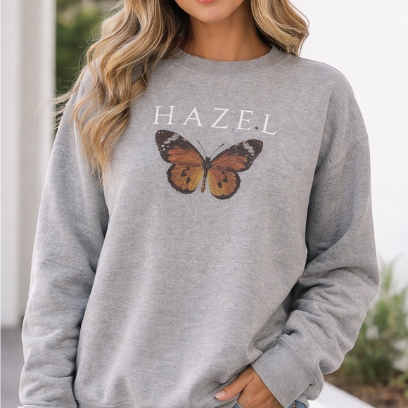 Hazel Boutique | Tops | Hazel Boutique Gray Butterfly Sweatshirt | Poshmark